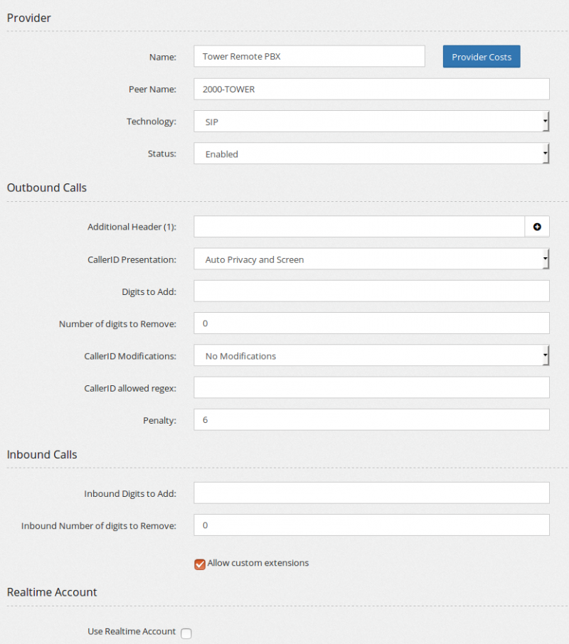 Configure a remote PBX as part of the extension list - MiRTA PBX ...